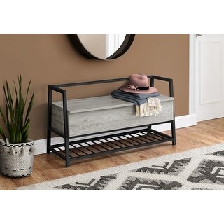 Grey 42-inch Wood-Look Finish Storage Bench - Bed Bath & Beyond - 32241065