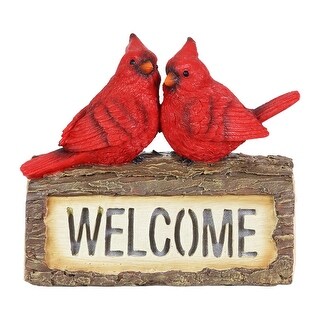 Exhart Solar Cardinals on Welcome Log Garden Statuary, 7 Inches tall ...