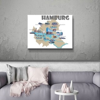ArtWall Markus/Martina Bleichner 'Hamburg Favorite Map' Gallery Wrapped Canvas - Tan - Bed Bath ...