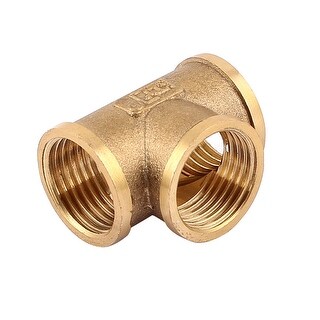 Block 1/2" NPT Female Thread T Shape Equal Tee Connector Adapter - Gold ...