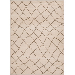 5'3" x 7'3" Irregular Diamond Pattern Beige and Brown Rectangular Area ...
