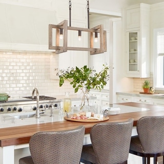 Farmhouse Rustic 3-Light Unique Linear Handcrafted Chandelier Island ...