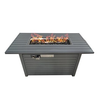 42" Rectangle Metal Slatted Fire Table in Grey - Bed Bath & Beyond ...