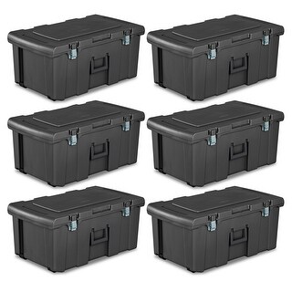 Sterilite 16 Gal Plastic Footlocker Container with Wheels, Flat Gray (6 ...