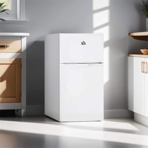 Double Door Mini Fridge with Freezer, 3.2 Cu.Ft Compact Refrigerator ...