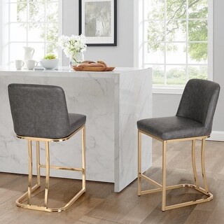 Bar Stool PU Leather Upholstered Dining Chair Middle Back Kitchen Stool ...