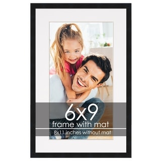 6x9 Frame with Mat - Black 8x11 Frame Wood Made to Display Print or ...