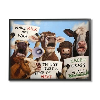 Stupell Protesting Cows Funny Country Farm Cattle Animal Equality ...
