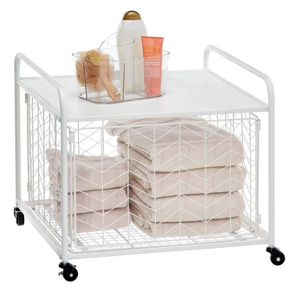 mDesign Small Portable Mini Fridge Storage Cart with Wheels and Handles ...