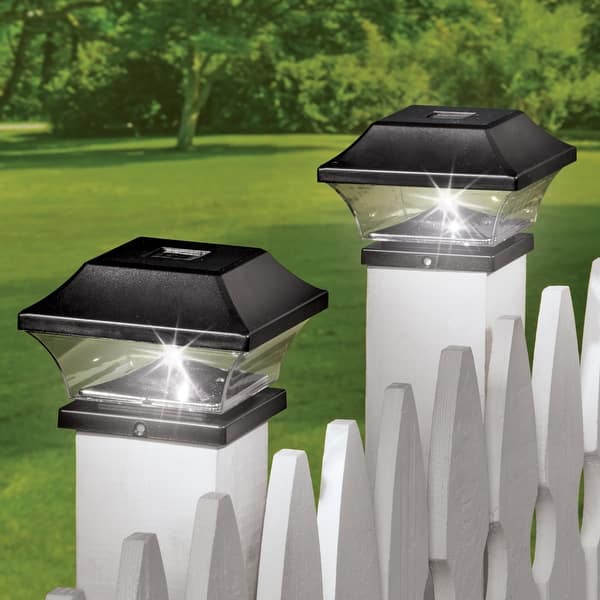 Solar Powered Black Post Caps - Set of 2 - NO SIZE - Bed Bath & Beyond ...