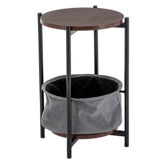 2-layer Round Side Table with Storage Gray - Bed Bath & Beyond - 34047106