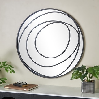 Black Metal Room Wall Mirror with Overlapping Circles - 1"W x 32"L x 32 ...