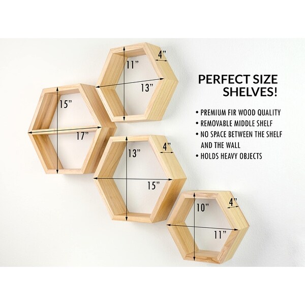 Wood octagon shelves store
