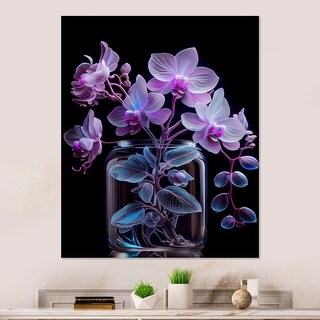 Designart 'Blossoming White Orchid In Luminescent Purple III' Floral ...