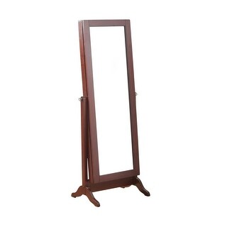 60 Inch Wooden Jewelry Armoire with Adjustable Mirror, Brown - Bed Bath ...