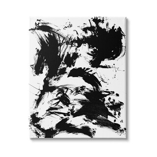 Stupell Chaotic Black Splattered Paint Abstraction Busy Movement Canvas ...