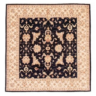 ECARPETGALLERY Hand-knotted Oushak Black Wool Rug - 8'1 x 8'1 - Bed ...
