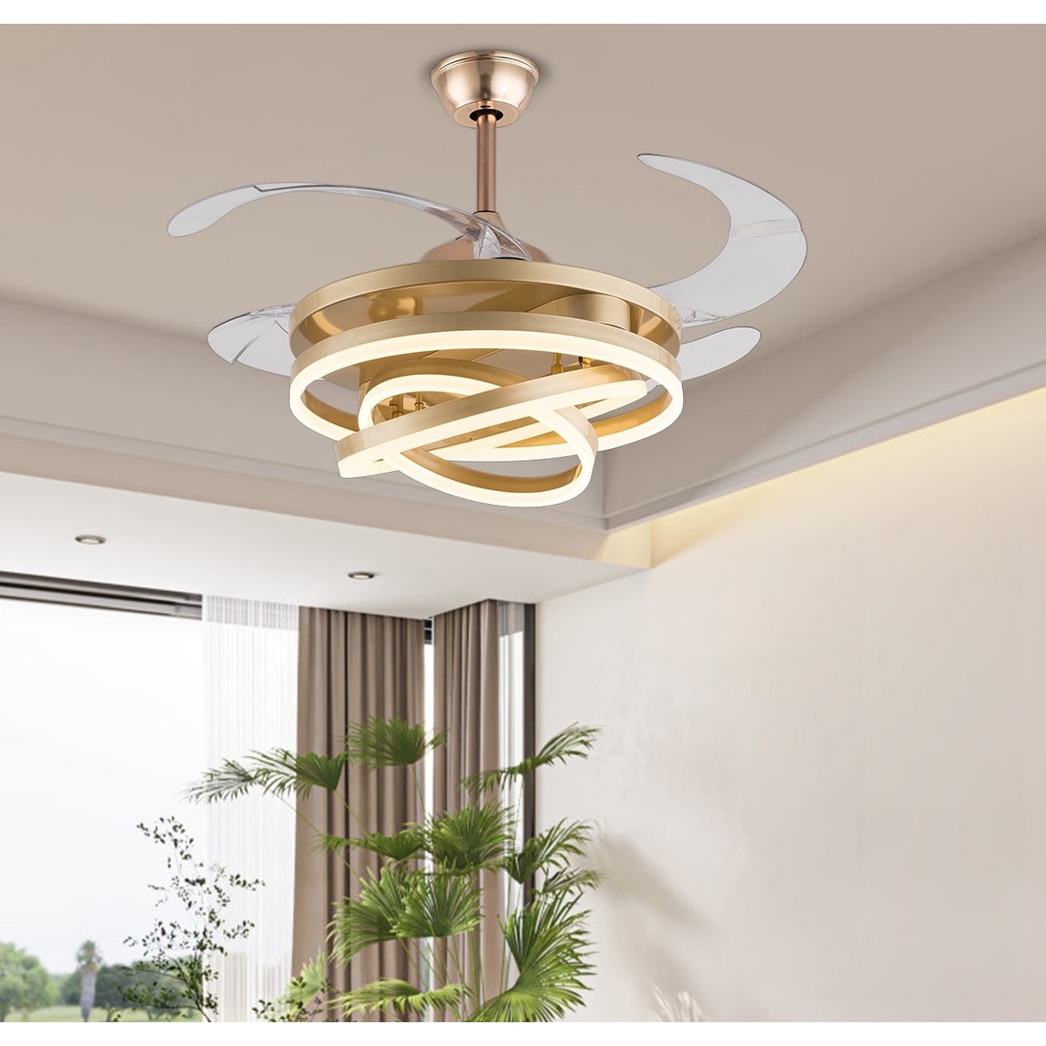 21-In LED Chandelier Ceiling Fan with Light Remote(3-blade) - Bed Bath ...