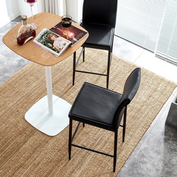 Double Layer Leather Counter Heigh Bar Stools with Footstool 2-pc - Bed ...