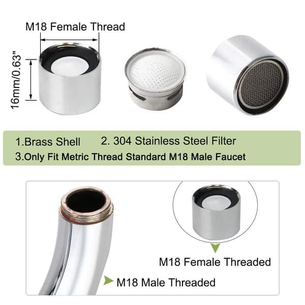 M18 Faucet Aerators Metric Thread Female Replacement Filter Adapter ...