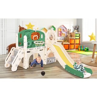 Freestanding Castle Climbing Crawling Playhouse w/ Slide, Arch Tunnel ...