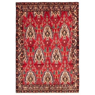 ECARPETGALLERY Hand-knotted Melis Vintage Dark Red Wool Rug - 5'4 x 7 ...