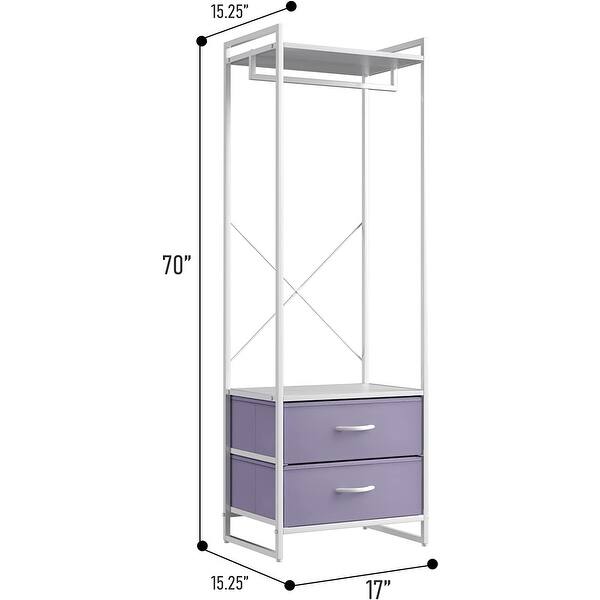 Clothing Rack with 2 Drawers - Tall Closet Stand Dresser for Bedroom ...