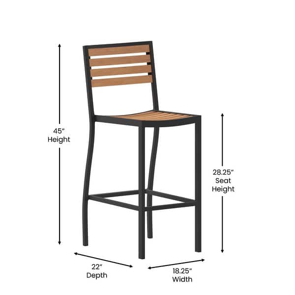 Commercial Grade Outdoor All-Weather Bar Stool with Poly Resin Slats ...
