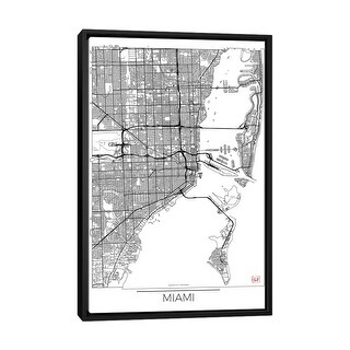 iCanvas "Miami Minimal Urban Blueprint Map" by Hubert Roguski Framed ...