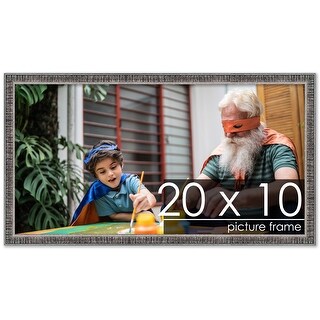 20x10 Distressed/Aged Black Complete Wood Picture Frame with UV Acrylic ...