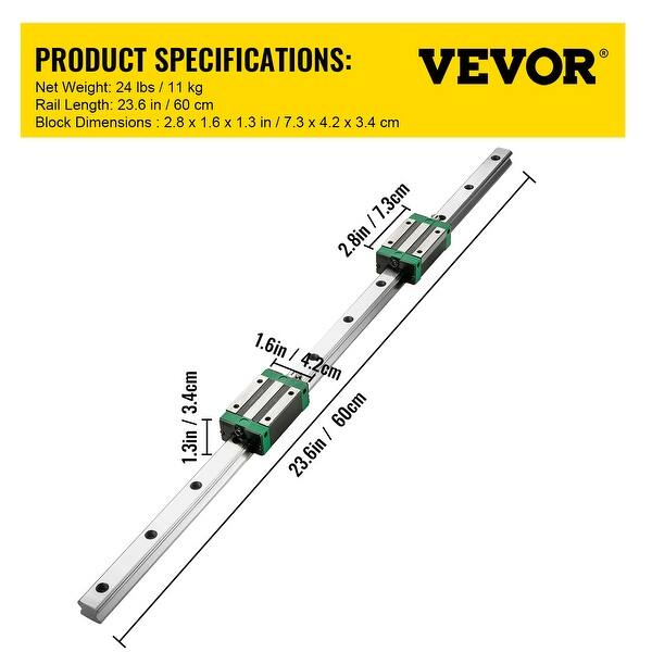 VEVOR 2Pcs HGR20-600/700mm Linear Slide Rail with 1Pcs RM1605-700mm ...