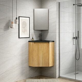 Modern Minimalist 30" Wall-Mounted Triangular Bathroom Vanity and Sink ...
