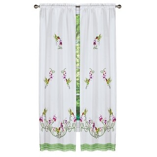 Floral Hummingbird Embroidered Lace Border Window Drapes - 84" Panel ...