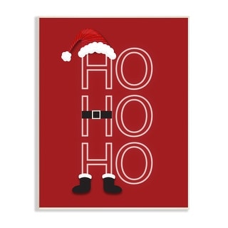 Stupell Ho-Ho-Ho Clever Red Santa Claus Outfit Typography Wood Wall Art ...