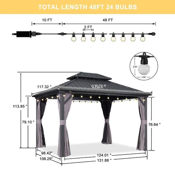 PURPLE LEAF Gazebo Outdoor Gazebo with Dual-Layer Galvanized Steel ...