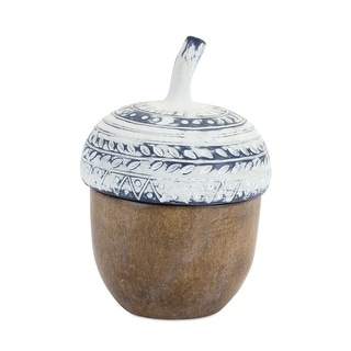 Acorn Box Tabletop Decorations - 6.5" - Brown and White - Set of 2 ...