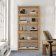 Glass Door Display Cabinet Bookshelf Storage Rack for Living Room - Bed ...
