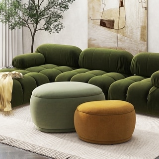 Jennifer Taylor Home Set of 2 Rounded Pebble Velvet Storage Ottomans ...