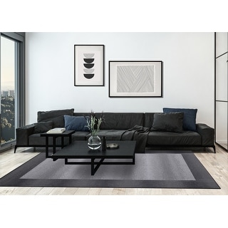 Florence Collection - Grey/Dark Border Distressed Rug - Bed Bath ...