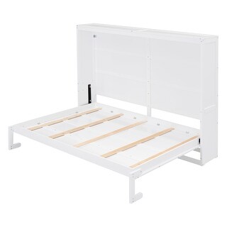 Queen Size Murphy Bed Wall Bed Frame w/ Wood Slat Support for Studio ...