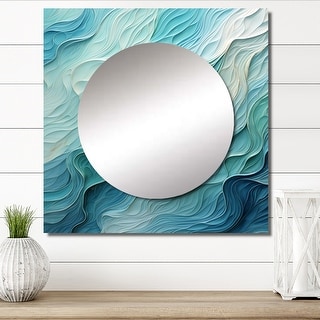 Designart "Aqua Blue And White Serenity Swirl I" Abstract Spirals Wall ...