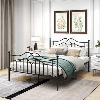 Black Queen Size Metal Basic Bed Frame - Bed Bath & Beyond - 37290379