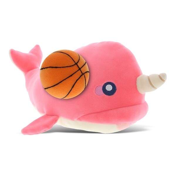 DolliBu Huggable Pink Narwhal Stuffed Animal with Basketball Plush 11.75 inches Bed Bath Beyond 39868678