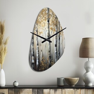 Birch Tree Forest Wonderland V - Tree Wall Clocks in Asymmetrical Fall ...