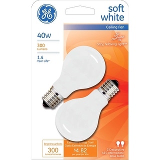 GE Lighting 74038 Intermediate Base A15 Ceiling Fan Bulb 40W, Soft ...