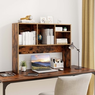 2-Tier Office Desk Shelf Organizer Desktop Bookshelf with 4 Shelves ...