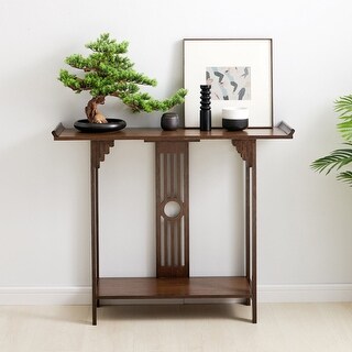 Bamboo Entryway Console Table with Lower Shelf - Bed Bath & Beyond ...