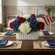 Red, White and Blue Hydrangea and Rose Arrangement in Pleated Vase ...