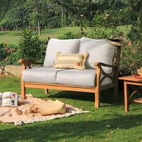 Cambridge Casual Leon Teak Patio Loveseat with Cushion - On Sale - Bed ...
