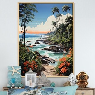 Designart "Coastaltropical Tropical Paradise I" Coastal Tropical Framed ...